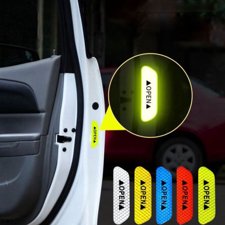 4Pcs Car Door Safety Reflective Stickers Universal Auto Waterproof ...