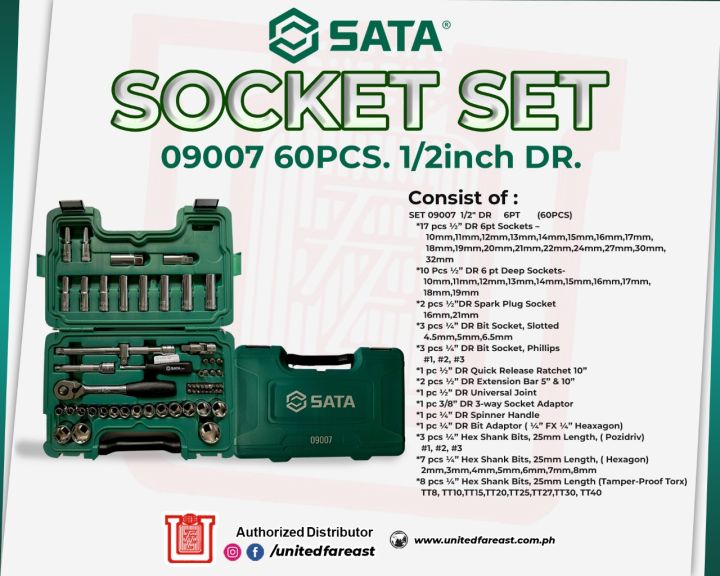 Sata Socket Set 1 2 Dr 09007 60pcs Lazada Ph