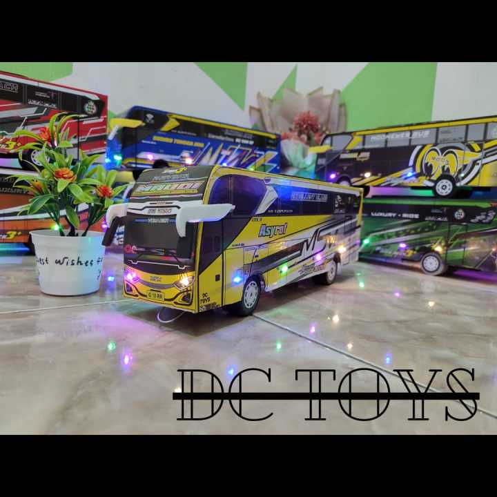 MAINAN TERBARU MINIATUR BUS TELOLET BASURI MAUDI ASYROF FULL LAMPU ...
