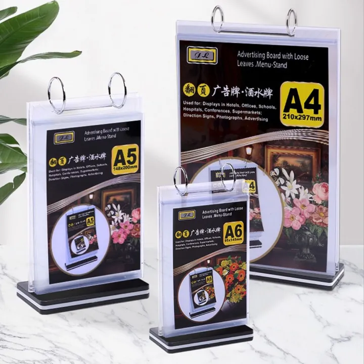 SERAFIA A4/A5 Menu Display Stand Clear PVC Sturdy Base Tabletop Loose ...