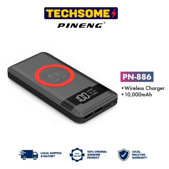 PINENG PN-886 10000mAh Qi Wireless Polymer PN886 Power BanK | Lazada