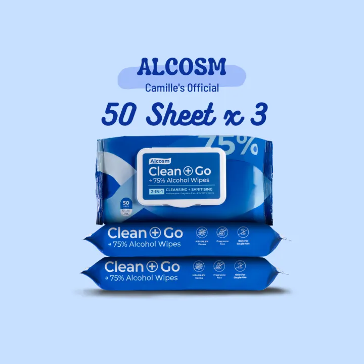 Alcosm 75% Classic Alcohol Wipes / Wet Wipes / Wet Tissue - 50 SHEET ...