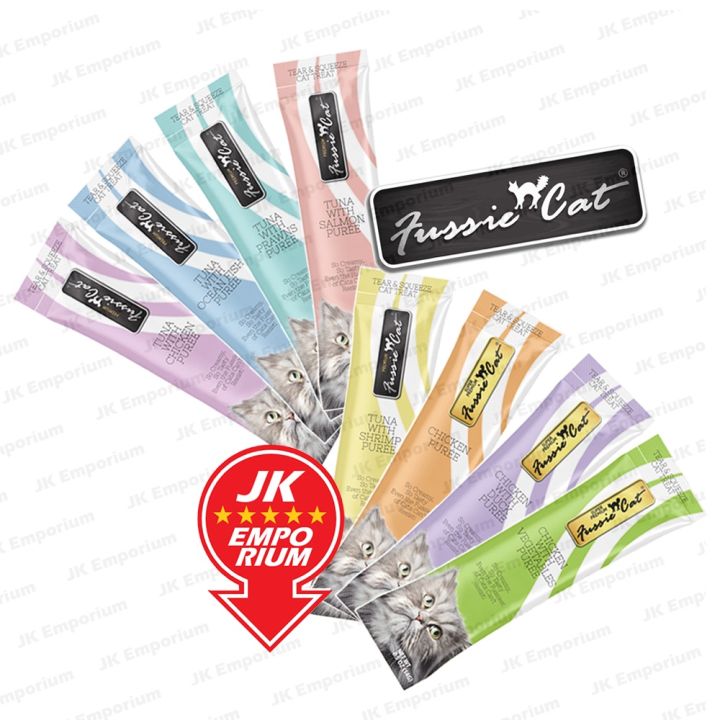 Fussie Cat Purée 4 x14g Creamy Treats Sticks Lick Food Puree Liquid ...