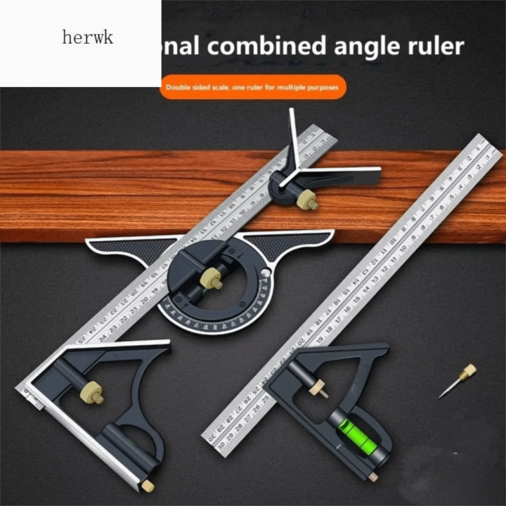 HERWK Adjustable Combination Angle Ruler Movable 180 Degree Right Angle ...
