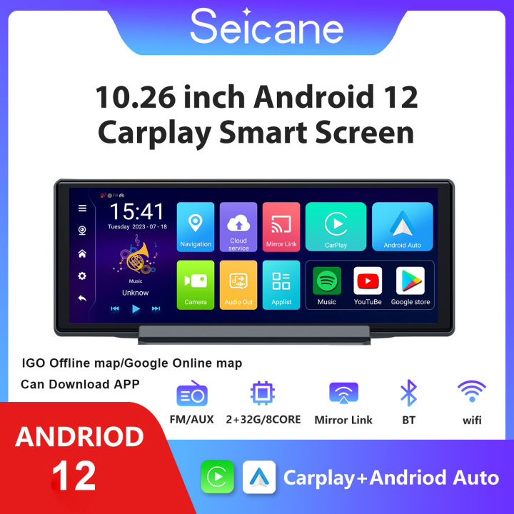 Seicane 10.26" Car Carplay Dash Camera Android 12.0 Car GPS Stereo ...