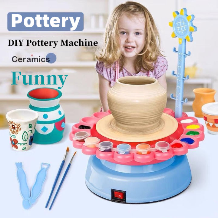 DIY Handmade Electric Children's pottery machine toy student drawing ...