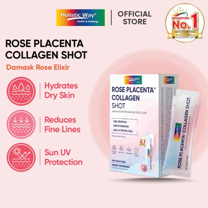 Holistic Way Bio-Elixir Rose Placenta® Collagen Shot -10 Sachets x 25 ...