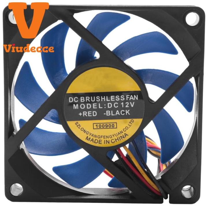 12V DC 32 70mm 4-Pin Computer Case CFM PWM CPU PC Fan Blue & Black ...