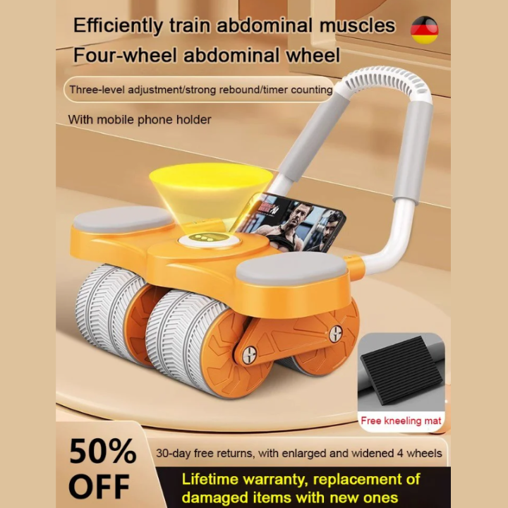 Four-wheeled Abdominal Wheel Automatic Rebound Muscle Elbow Support ...