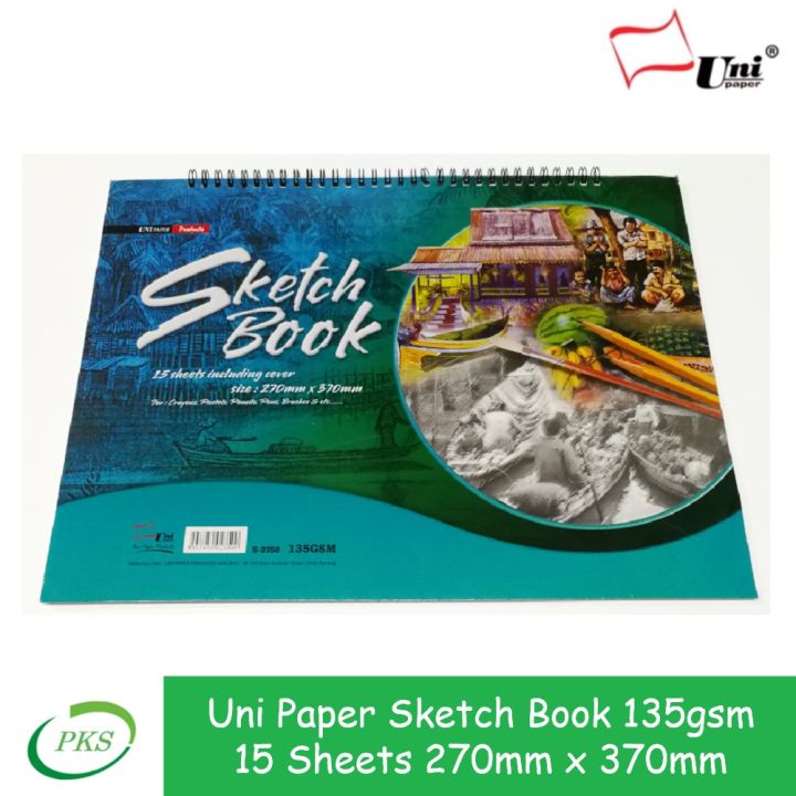 Uni Paper B4 Sketch Book 135gsm 15 Sheets 270mm x 370mm Drawing Block ...