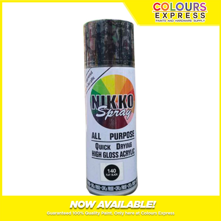 NIKKO Spray Paint 140 Black All Purpose Quick Drying High-Gloss Acrylic ...