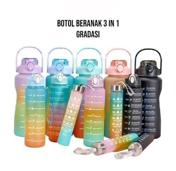 Botol Air Minum 3 in 1 - Botol Minum Gradasi Viral Botol Motivasi ...