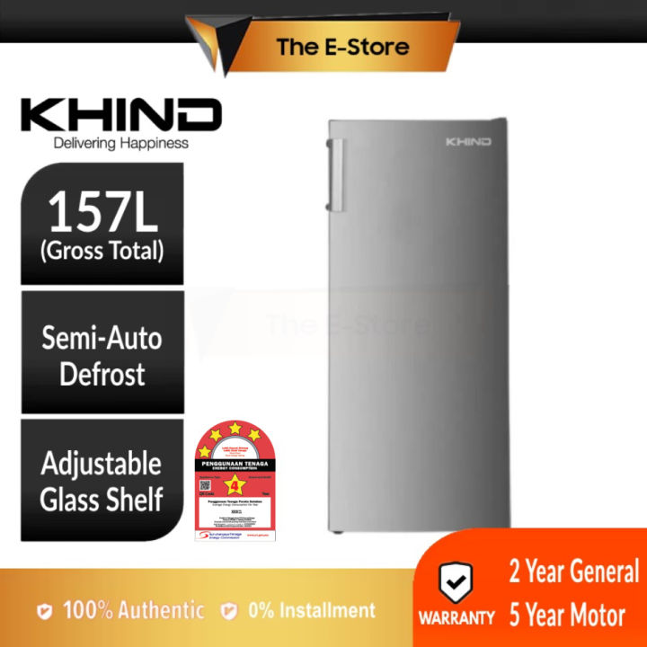 [Delivery By Seller] Khind 157L One Door Refrigerator | RF165 (Single ...