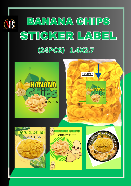 Banana Chips Logo Sticker label 20pcs2x2 in a4 size photo sticker ...