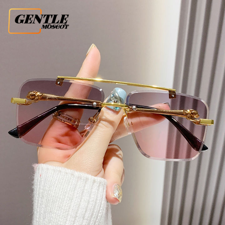 (GENTLE MOSCOT) Vintage Aviator Sunglasses for Men Western Frameless ...