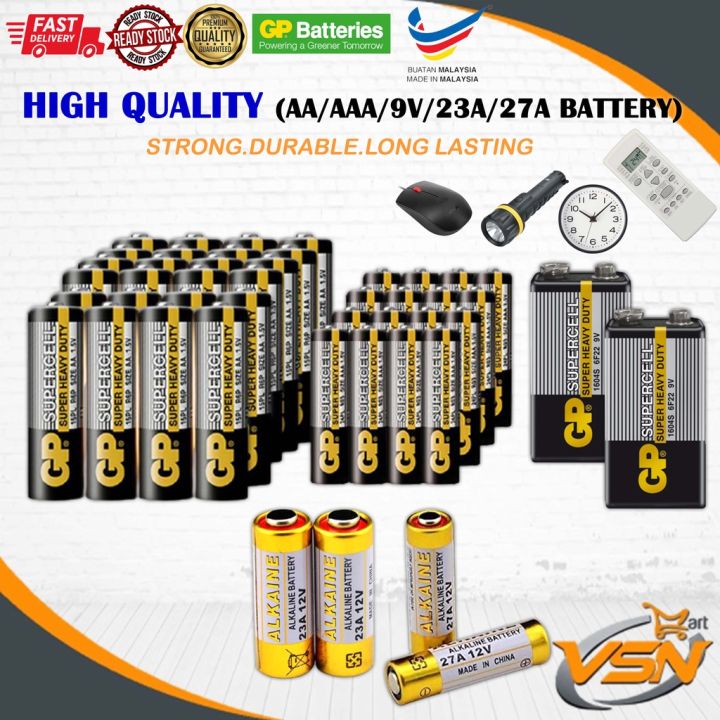 GP Supercell AA AAA 9V Battery 23A 27A Batteries | Lazada