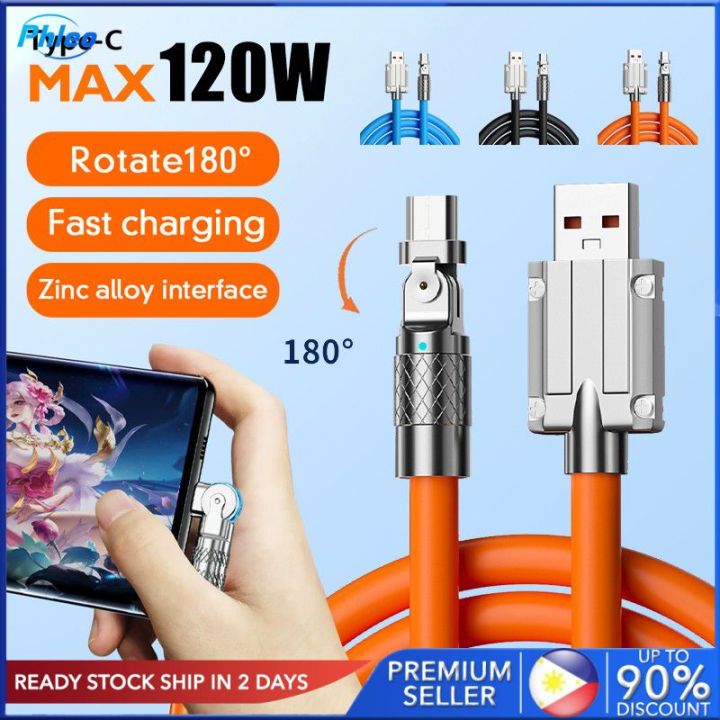 【Free Shipping】120w 6A Fast Charger Cable Rotary 180° Interface Game ...