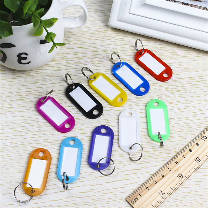 50pcs Plastic Keychain Key Fobs Luggage Id Label Name Cards Tags With ...