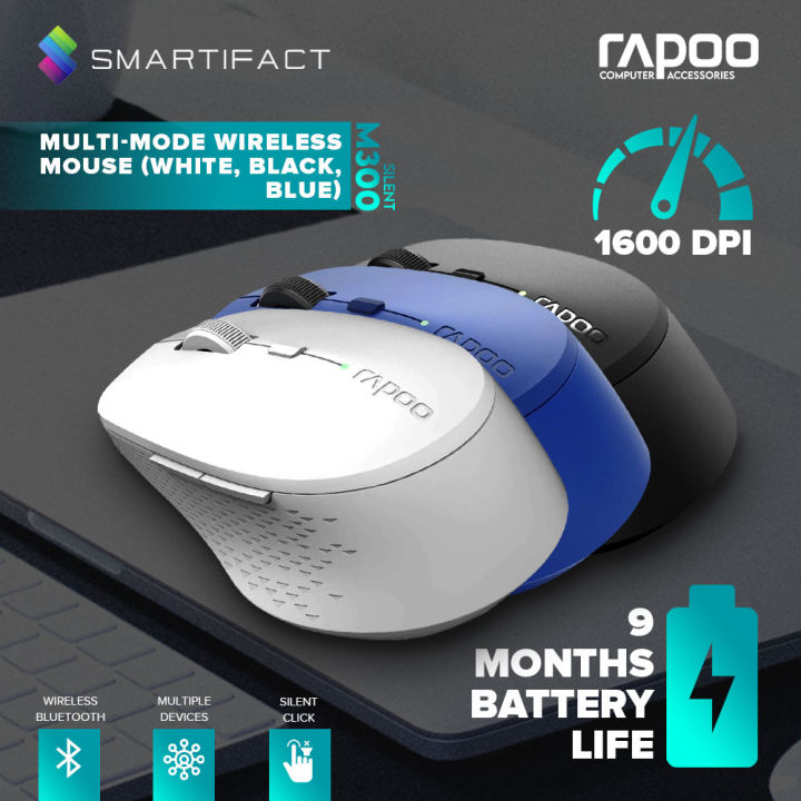 Rapoo M300 2.4G Optical Wireless Bluetooth Mouse 10M Working Range DPI ...