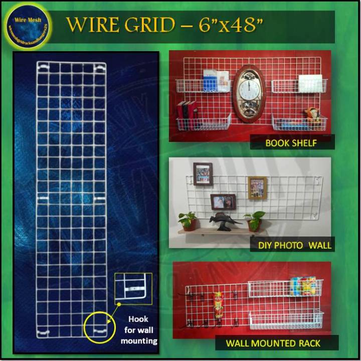 WIRE GRID 12"x48"(30cm x120cm) WITH HOOK FOR WALL MOUNTING - WIRE MESH ...