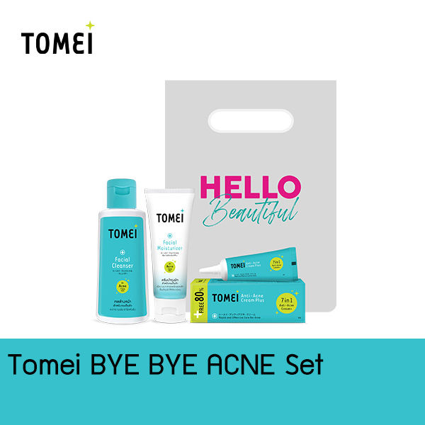 Tomei BYE BYE ACNE Set เซต3ชิ้น เจลล้างหน้า ครีมสำหรับทาผิวที่เป็นสิว ครีมบำรุงผิวอิ่มน้ำ ...