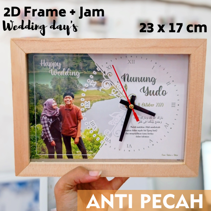 HADIAH UNIK JAM FOTO KAYU + FRAME / ULANG TAHUN / FOTO KAYU / WISUDA ...
