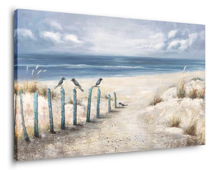 Yihui Arts Beach Canvas Wall Arts with Textured 3D Seascape Blue Oil ...
