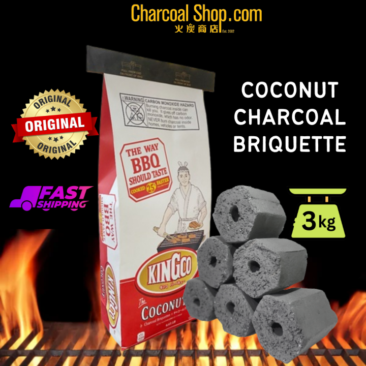 CHARCOAL BBQ ARANG KAYU 火炭 (Kingco Coconut Charcoal Briquette - 3kg) | Lazada