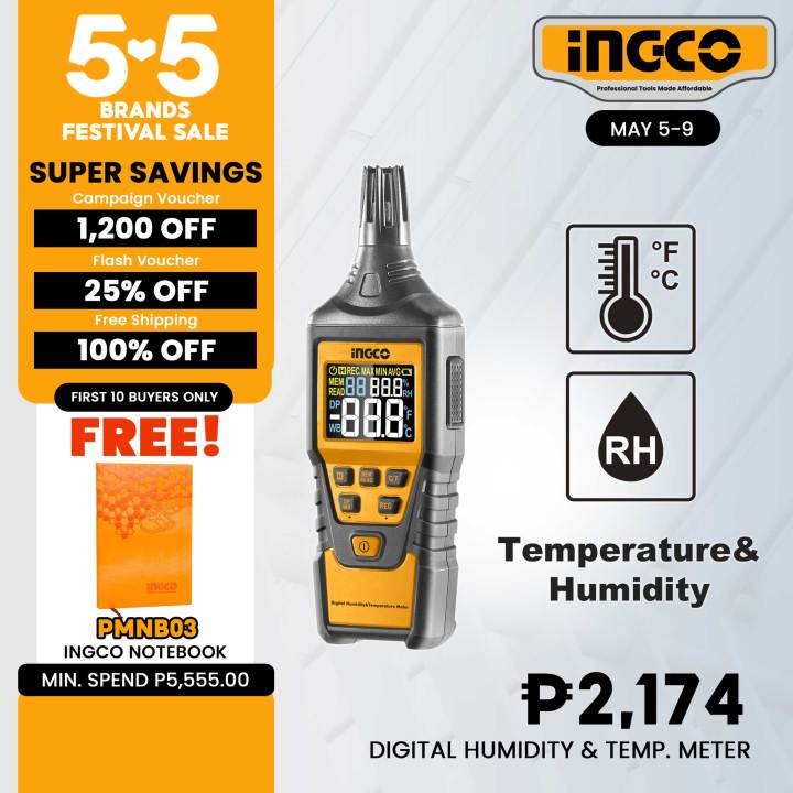 INGCO Digital Humidity & Temperature Meter HETHT01 IPT | Lazada PH