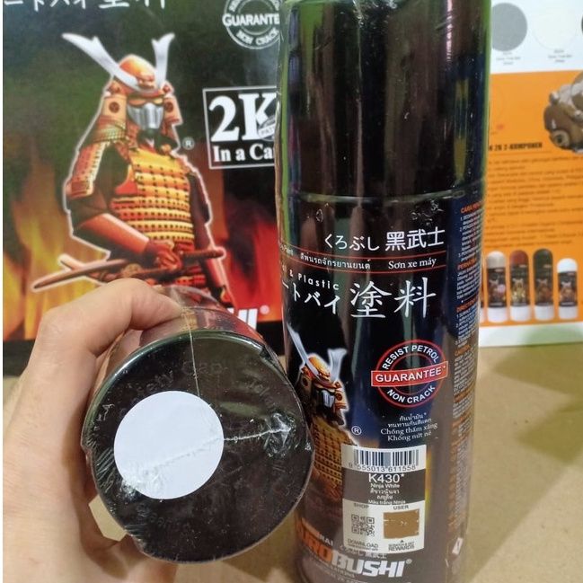 New Samurai Paint Kurobushi Cat Semprot Pilox Pilok Putih Metalik Ninja White (K430*) 400ml ...
