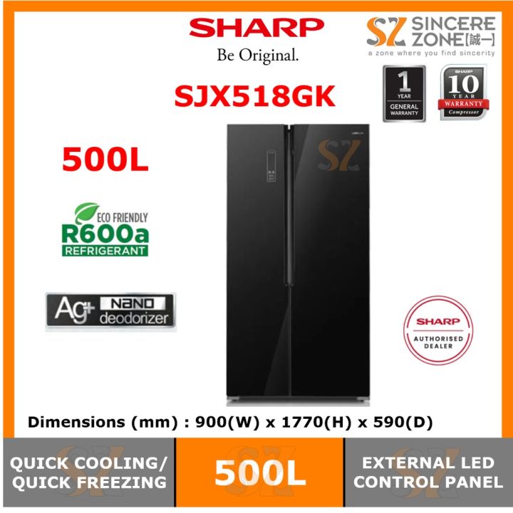 [FOR KLANG VALLEY ONLY]SHARP SIDE BY SIDE REFRIGERATOR SJX518GK 500L ...