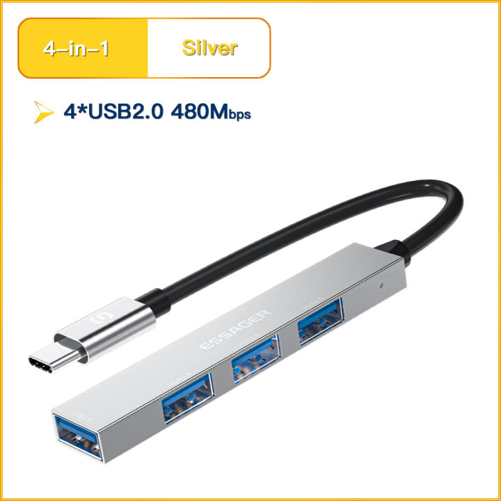 Essager 4 in 1 USB C Hub USB 2.0 High Speed Splitter Adapter ...
