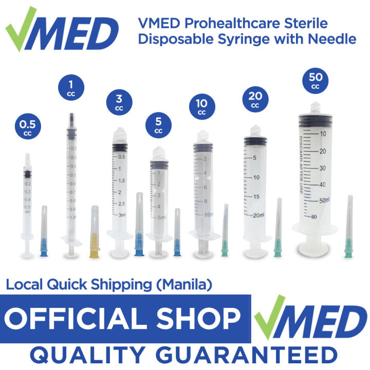 VMED Prohealthcare Sterile Disposable Syringe W/Needle (Different Sizes ...