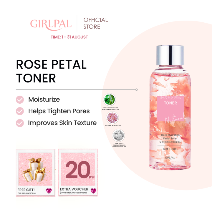 Girlpal Natural Rose Petal Toner 100ml Mild Hydration Alcohol Free ...