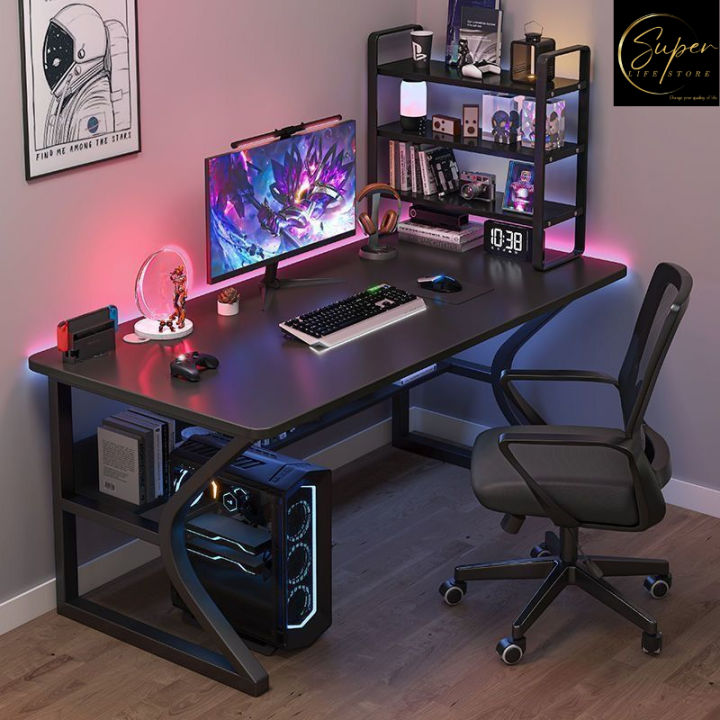 【SLS】Computer table Arc type office Gaming table with drawer computer ...