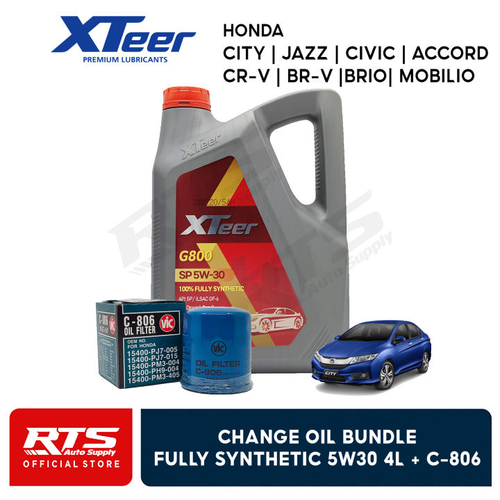 Xteer G800 5W30 Fully Synthetic Change Oil Bundle Honda City / Jazz / Civic / Accord / Brio / CR ...