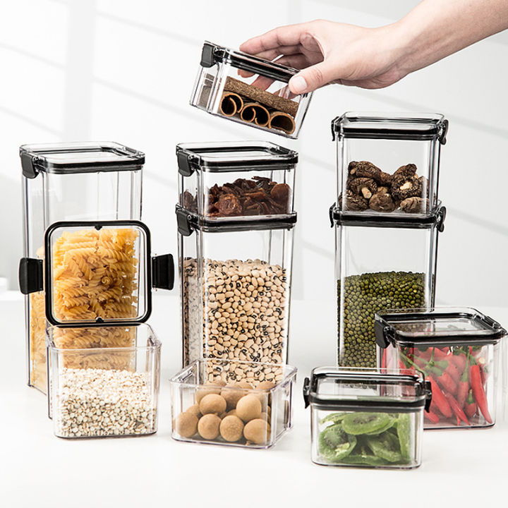Airtight Food Container with Easy Open and Lock Lid Dry Food Canister ...
