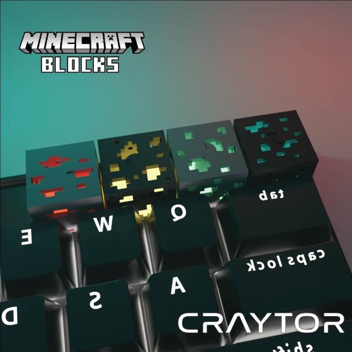 Minecraft Blocks Artisan Keycaps Diamond Emerald Gold Redstone Ore ...