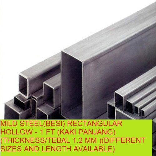 MILD STEEL(BESI) RECTANGULAR HOLLOW - 1 FT - 5 FT ++(KAKI PANJANG ...