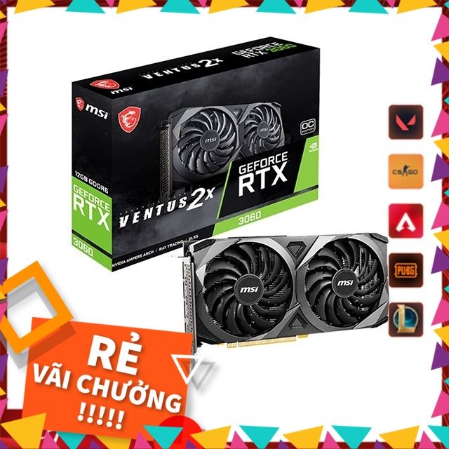 Card màn hình (VGA) MSI RTX 3060 12GB VENTUS 2X OC (12GB GDDR6, 192-bit ...