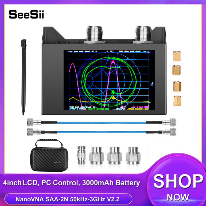 SeeSii NanoVNA SAA-2N VNA Antenna Analyzer, 4inch LCD NanoVna 50KHz-3GHz Vector Network Analyzer ...