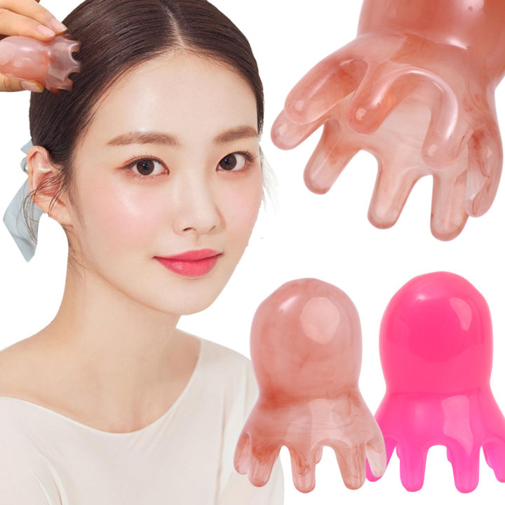 Resin Octopus Comb Head Massager Meridian Scraping Scalp Hair Brush SPA ...