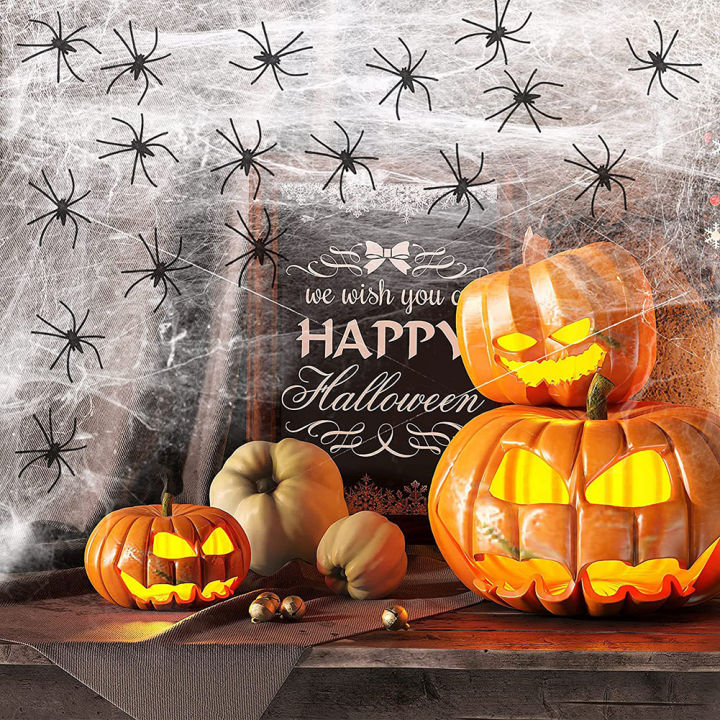 Hittime Halloween Scary Party Scene Props White Stretchy Cobweb Spider ...