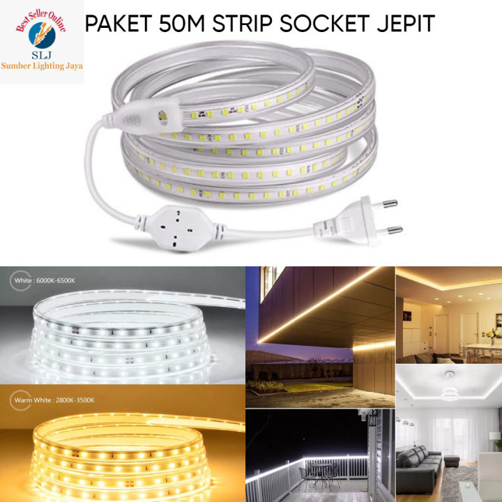 PAKET 50M LAMPU LED STRIP SOCKET JEPIT / LED STRIP KHUSUS 50M / LAMPU ...