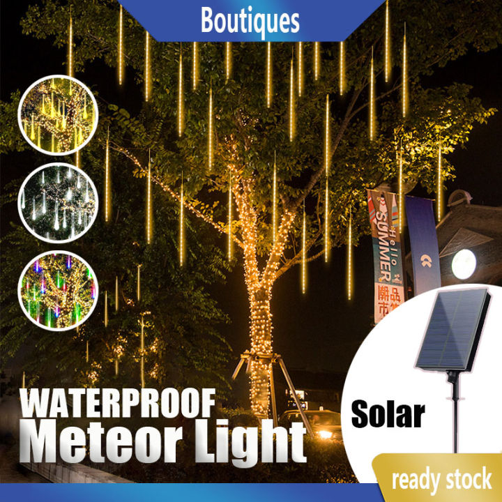 LED Solar Meteor Shower Rain Lights Fairy String Lights Outdoor ...