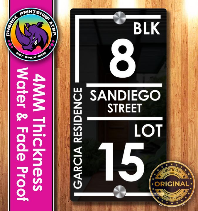 House Address Plate Number 3MM Thickness with Stand off Bolt | Lazada PH