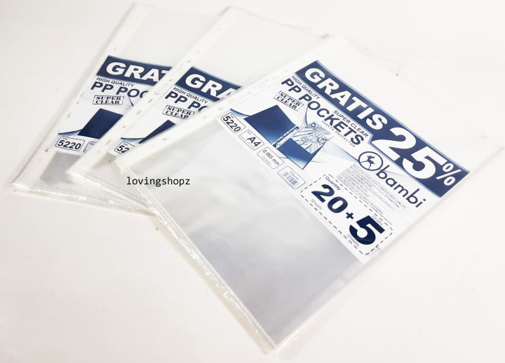 Sheet Protector PP Pocket A4 Bambi / Plastik Cover Pelindung Dokumen ...