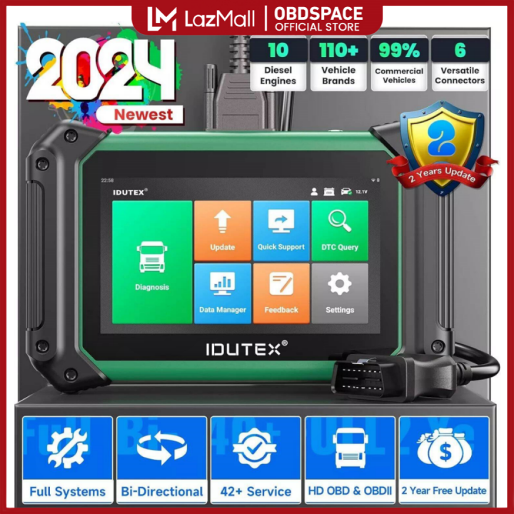 2025 IDUTEX TS710 Heavy Duty Truck Scanner 24V 12V OBD2 Scanner Full ...