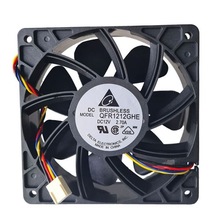 QFR1212GHE 6000RPM PWM Speed Control Fan 120X120X38mm 4 Wire 12V 2.7A for Antminer Bitmain S7 S9 ...