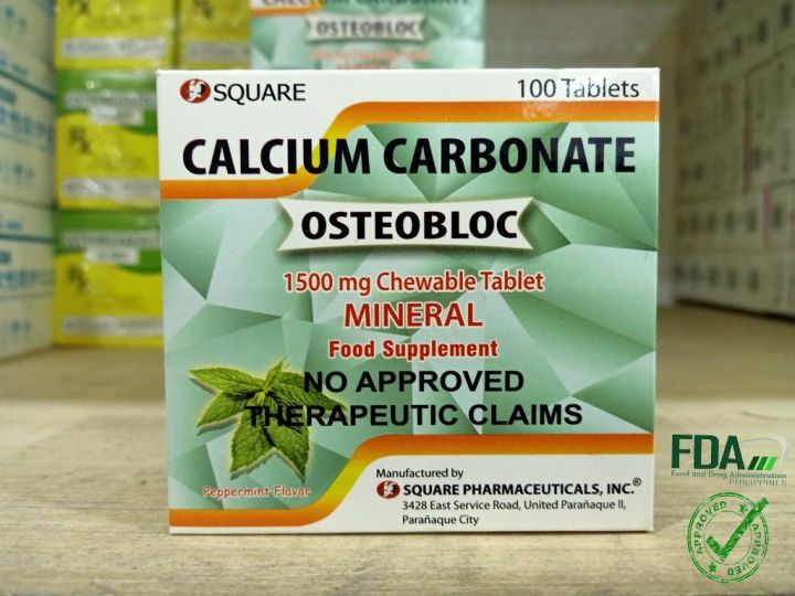Calcium Carbonate 1500mg Chewable Tablet - Osteobloc 100's | Lazada PH